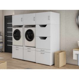 Kast WASHING 2 machines naast elkaar met kast voor wasgoed LARGE