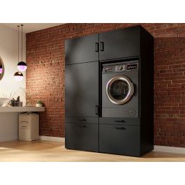 Kast WASHING 1 machine met kast 1 deur 2 lades LARGE zwart - Mobistoxx