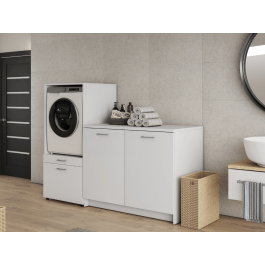 Kast WASHING 1 machine met onderkast MEDIUM wit - Mobistoxx